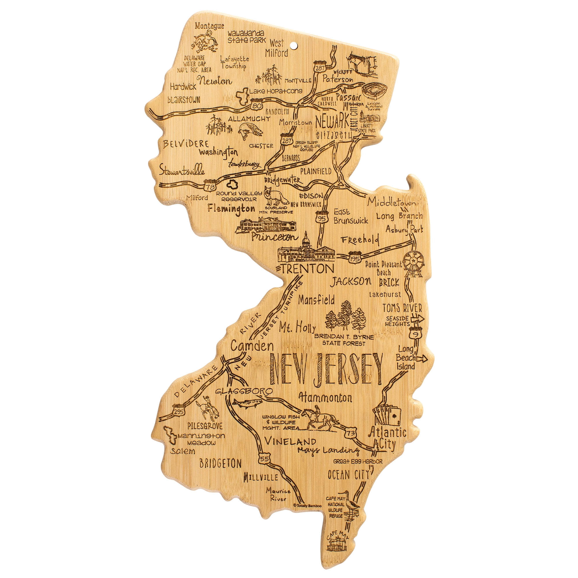 Totally Bamboo Destination New Jersey State Shaped Serving & Cutting ...