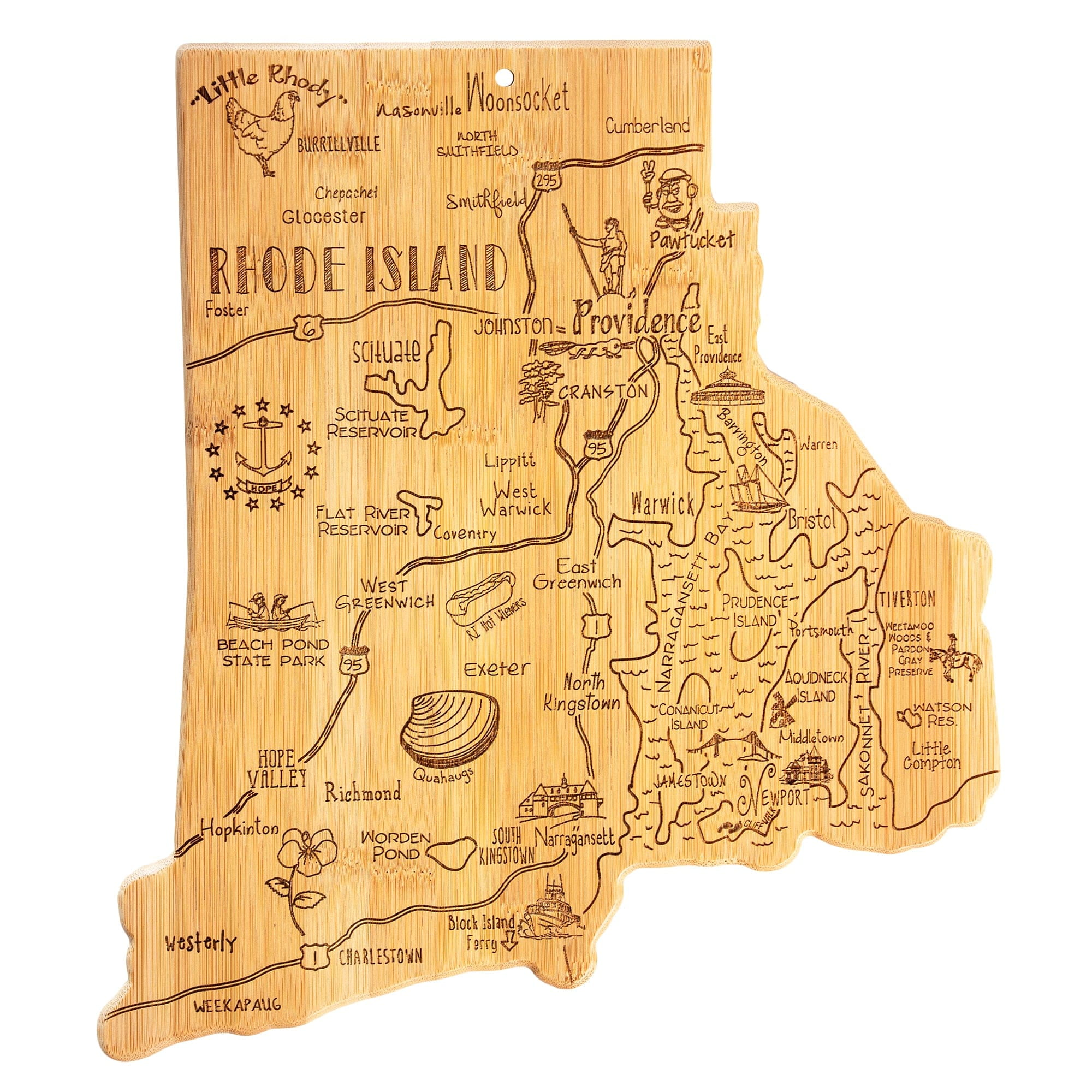 Totally Bamboo Destination Rhode Island State Shaped Serving and ...