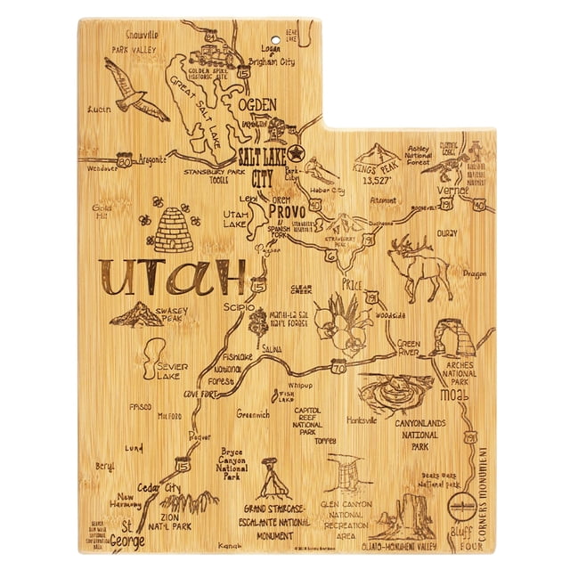 Totally Bamboo Destination Utah State Shaped Serving and Cutting Board ...