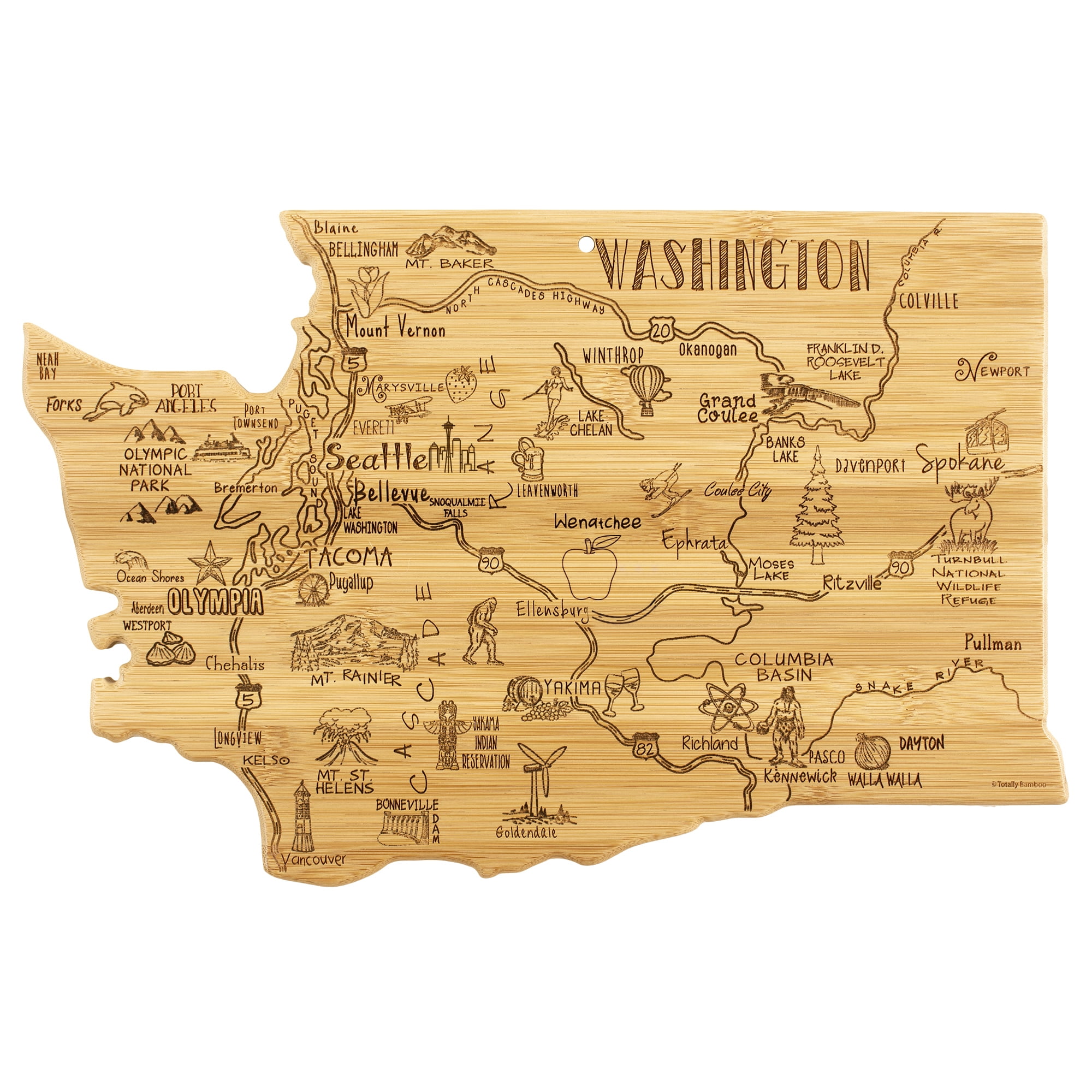 Totally Bamboo Destination Washington State Shaped Serving and Cutting ...