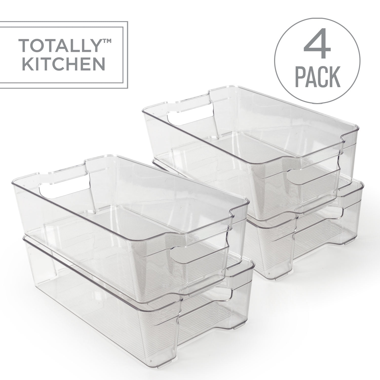 Totally Kitchen Stackable Storage Bins | Clear, Extra Large, 4 Pack ...