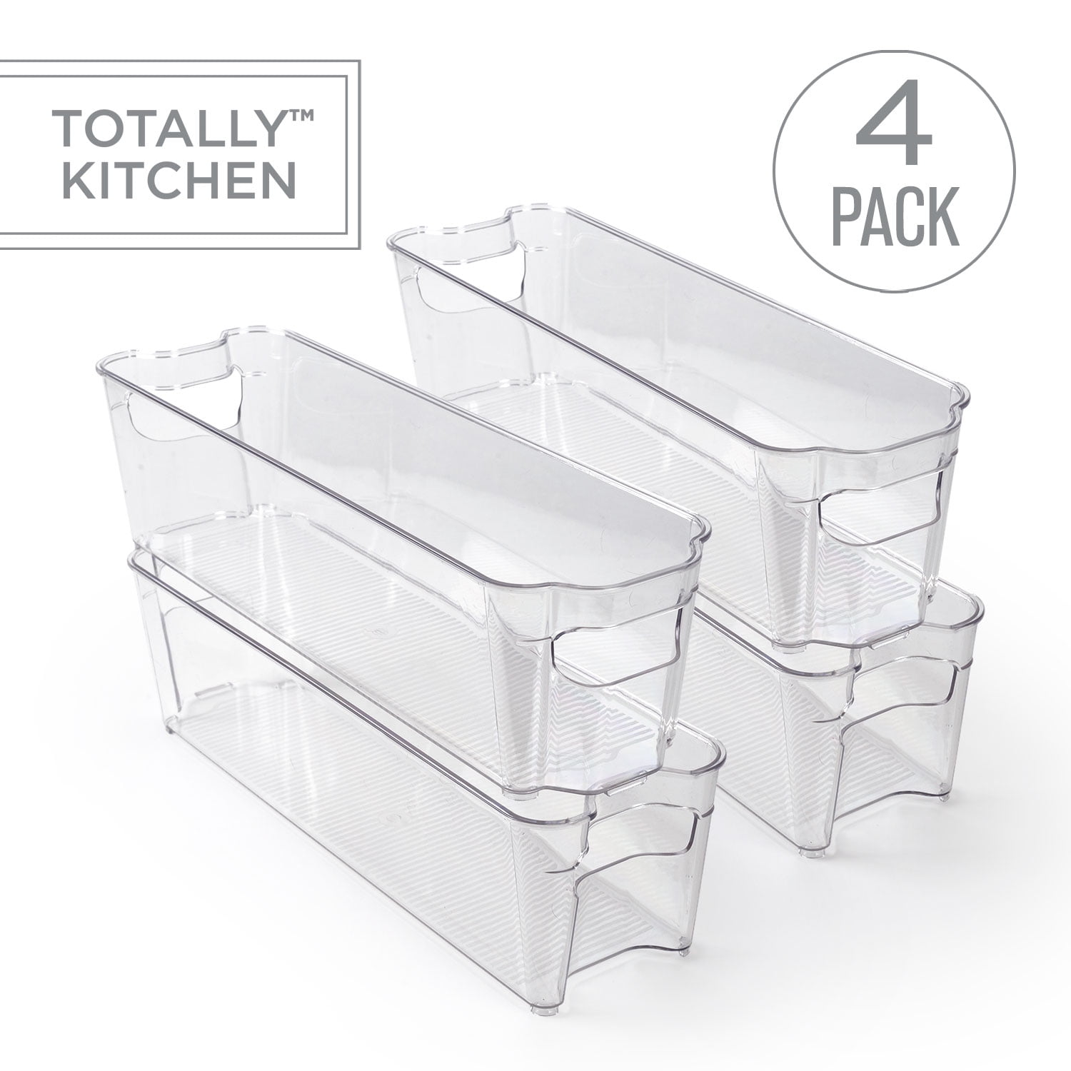 Totally Kitchen Clear Plastic Stackable Storage Bins | Refrigerator ...