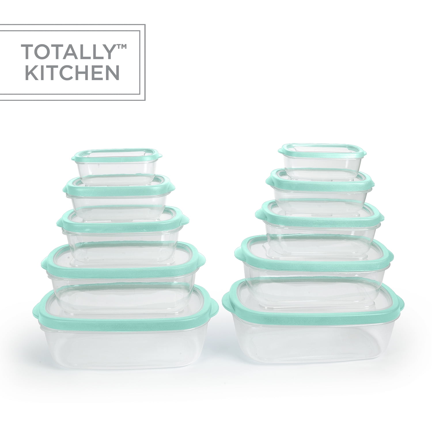Totally Kitchen Meal Storage Rectangular Food Containers, Mint, 20 Pcs ...
