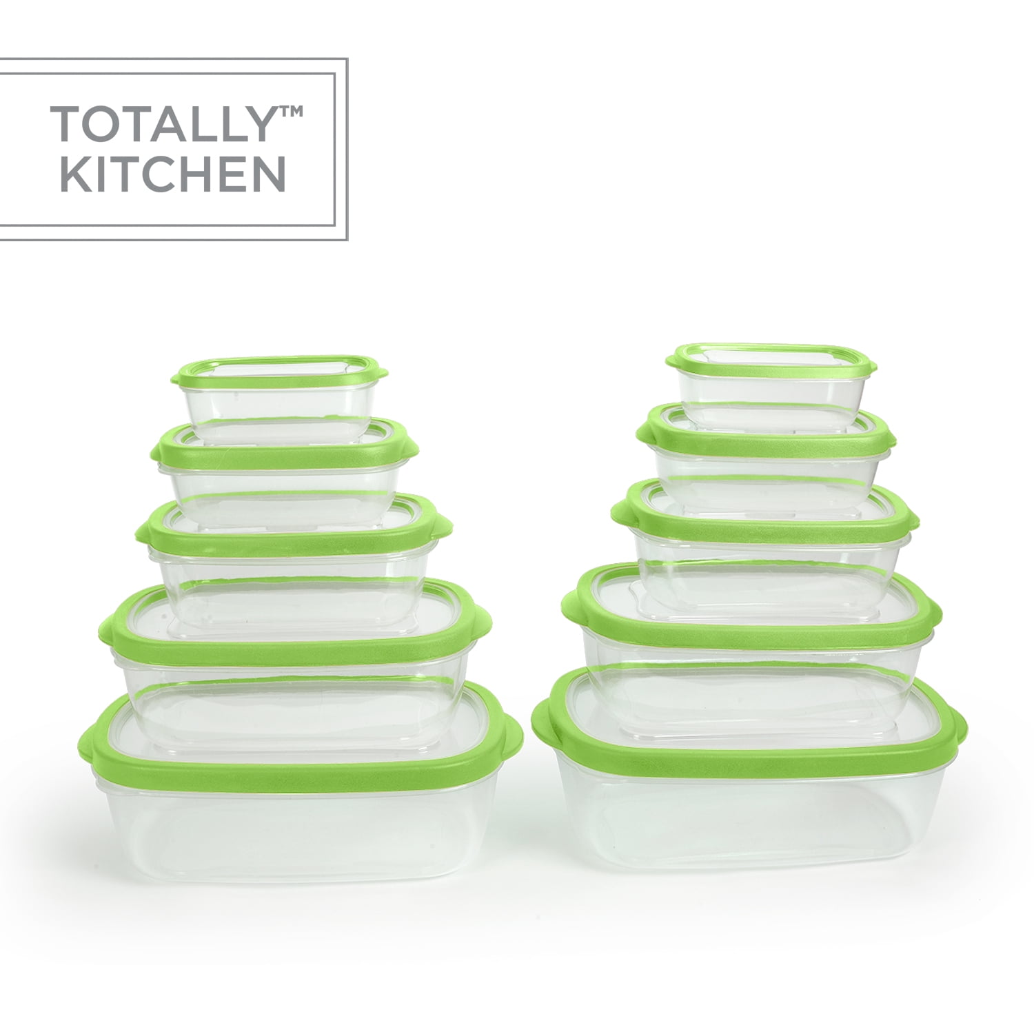 Totally Kitchen Rectangle Food Storage Containers, Green, 20 Pcs ...