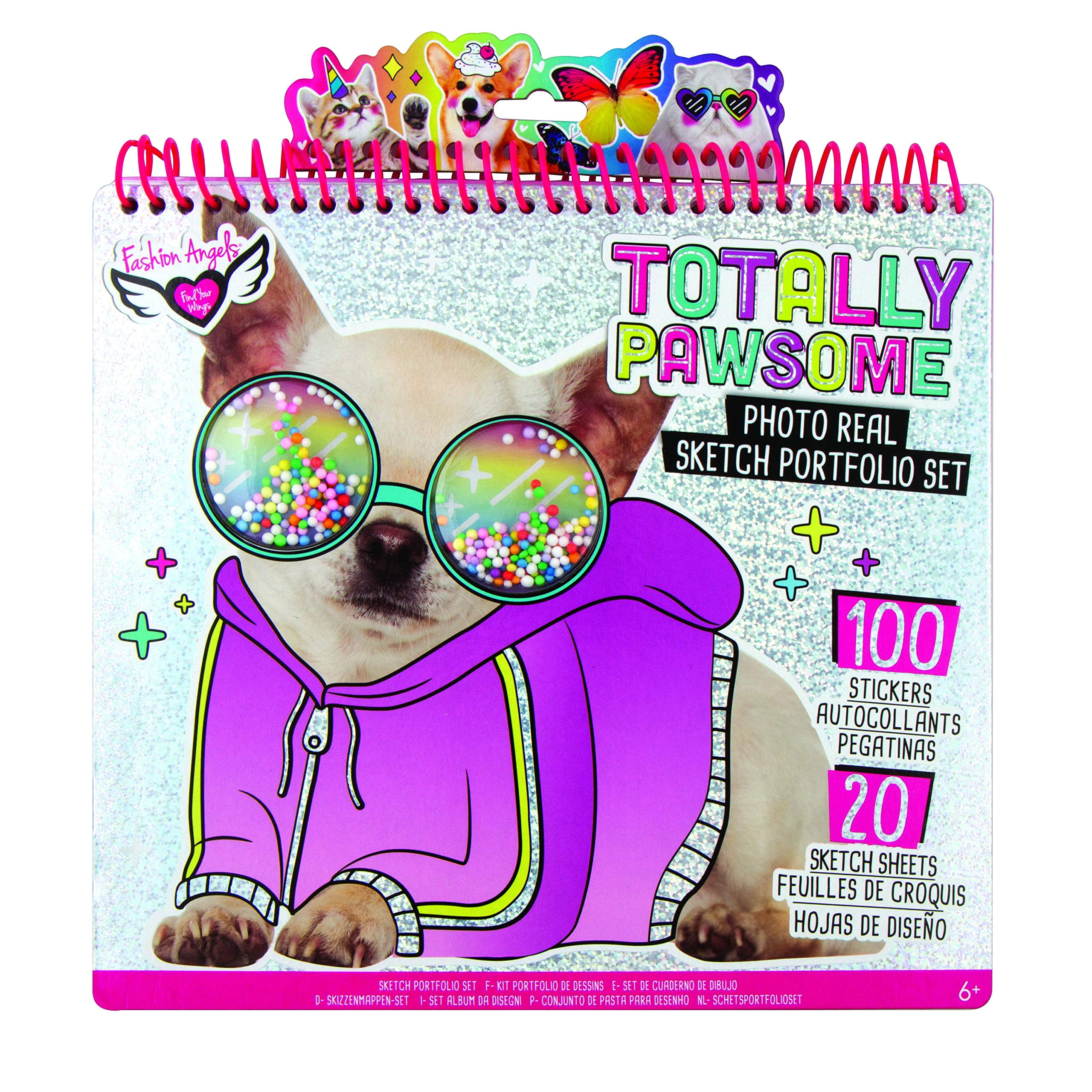 Totally Pawsome Photo Real Sketch Portfolio Coloring Set, 20 Sheets and ...