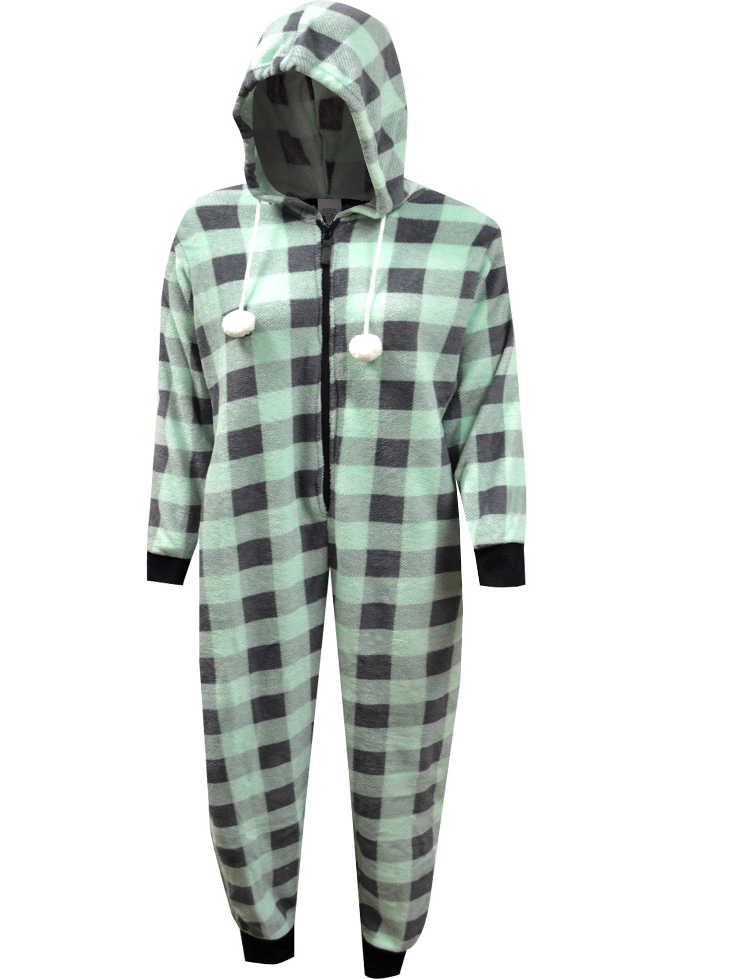 Totally Pink! Womens Mint Green and Gray Buffalo Plaid Print Hooded ...