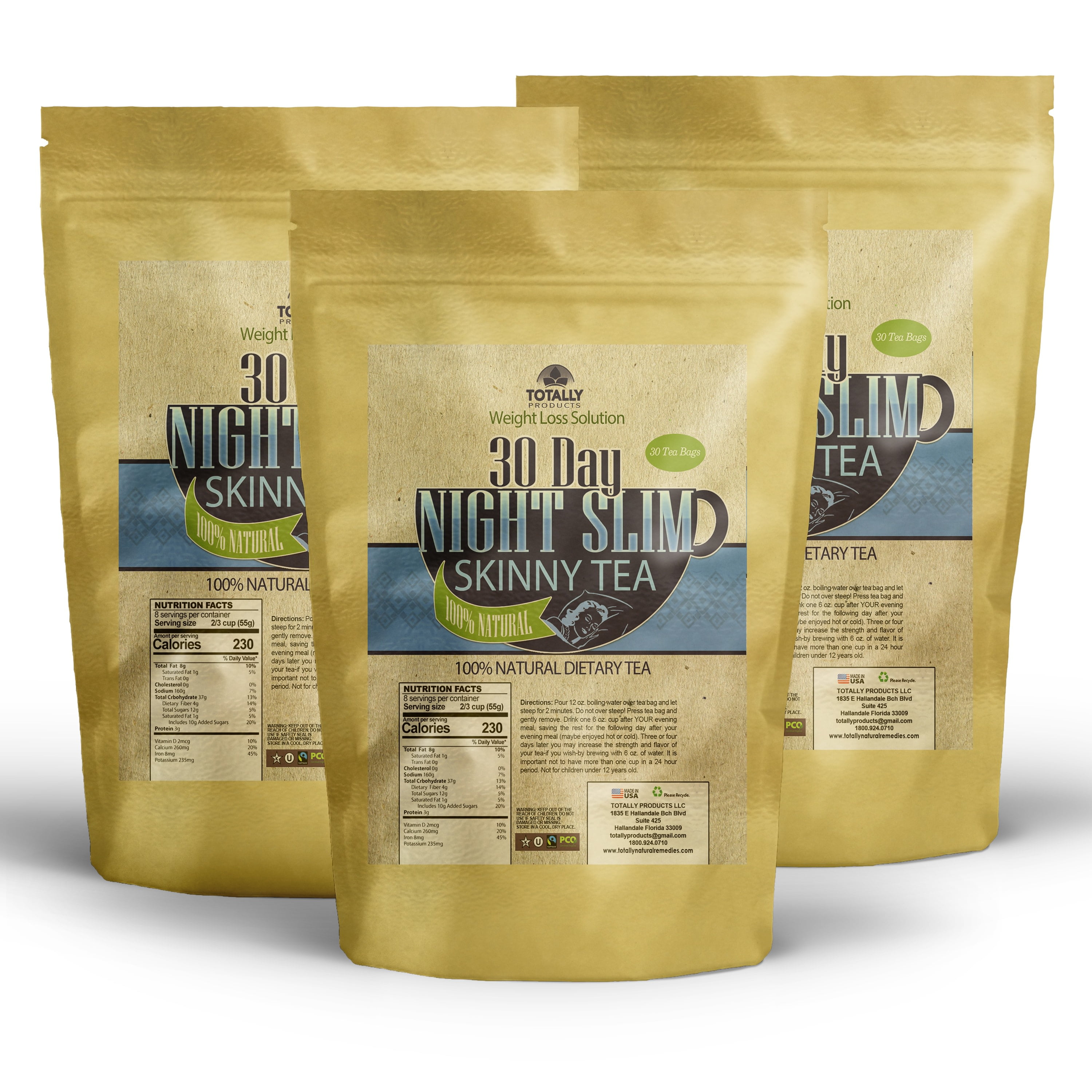 Totally Products Night Slim Skinny Tea (30 Tea Bags) 3-packs - Walmart.com