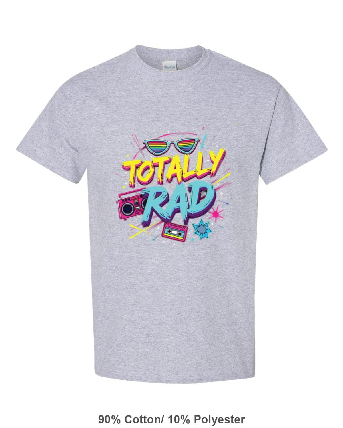 Totally Rad Graphic Retro 90s Neon Style Cool T-Shirt, for men & women ...
