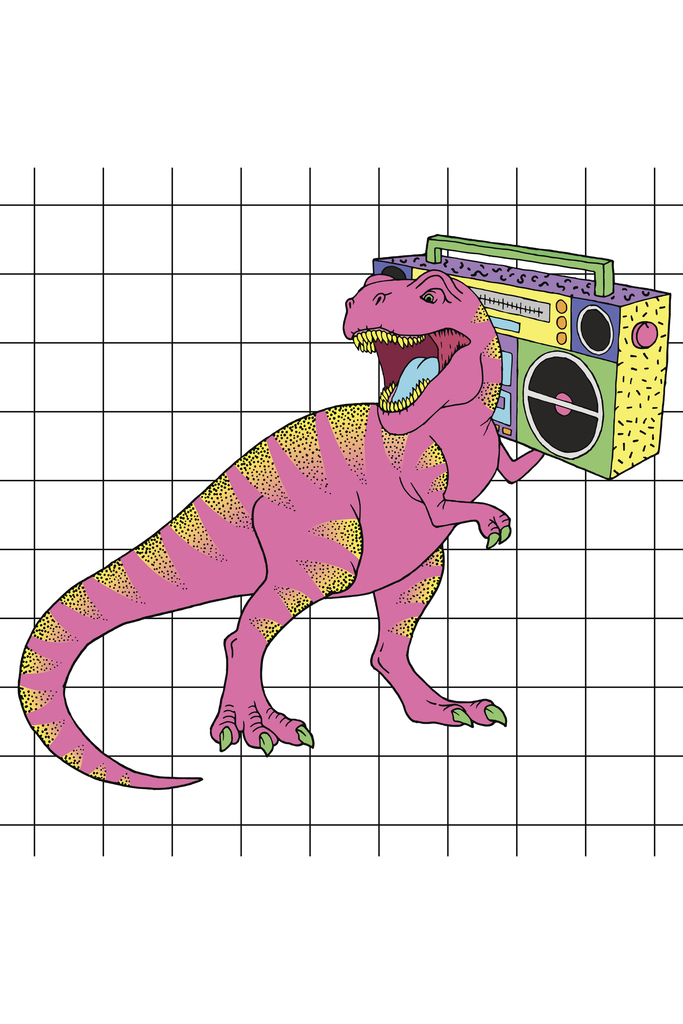 Totally Rad T Rex Boombox Retro Dinosaur Poster For Kids Room Dino ...