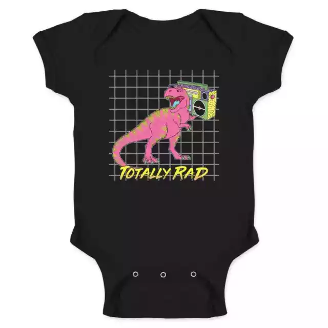 Totally Rad T Rex With Boombox 90S Aesthetic Baby Bodysuit Cute Baby ...