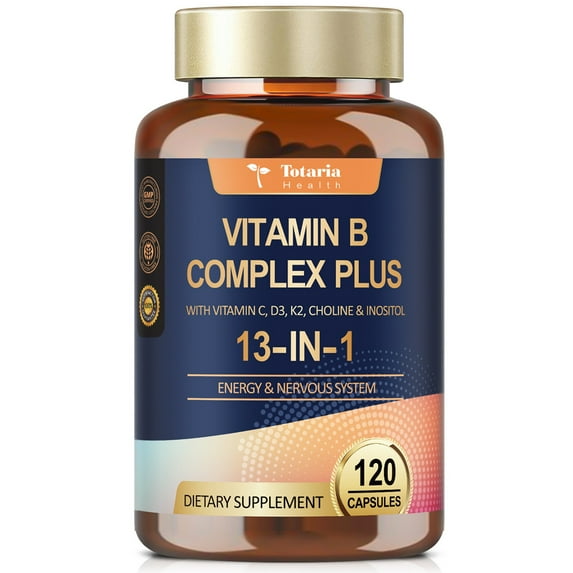 Totaria 13-in-1 Vitamin B Complex, Energy, Nervous System, Skin Support, 120 Capsules - Walmart.com