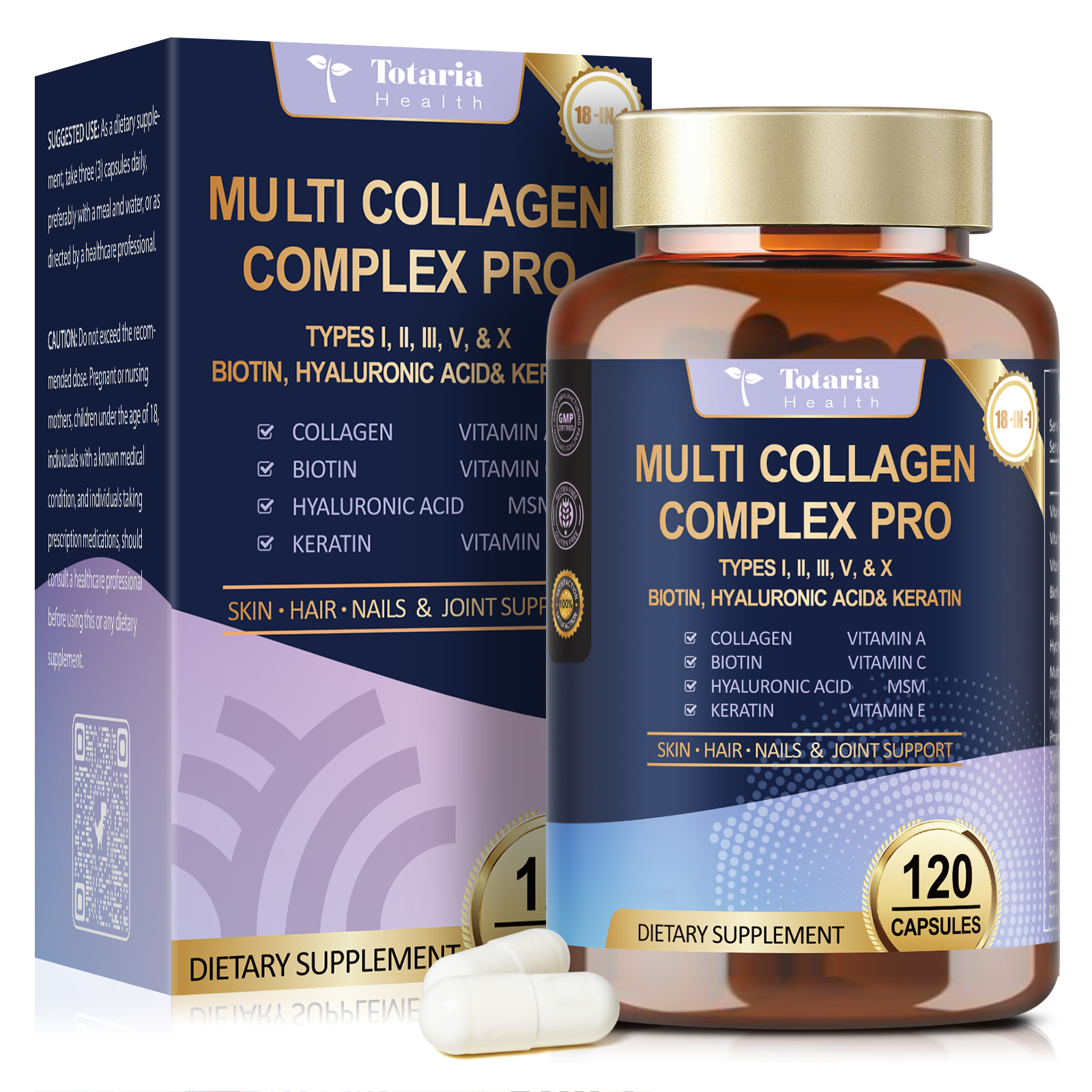Totaria 18-in-1 Collagen Pro - Multi Collagen Peptides Type I II III V ...