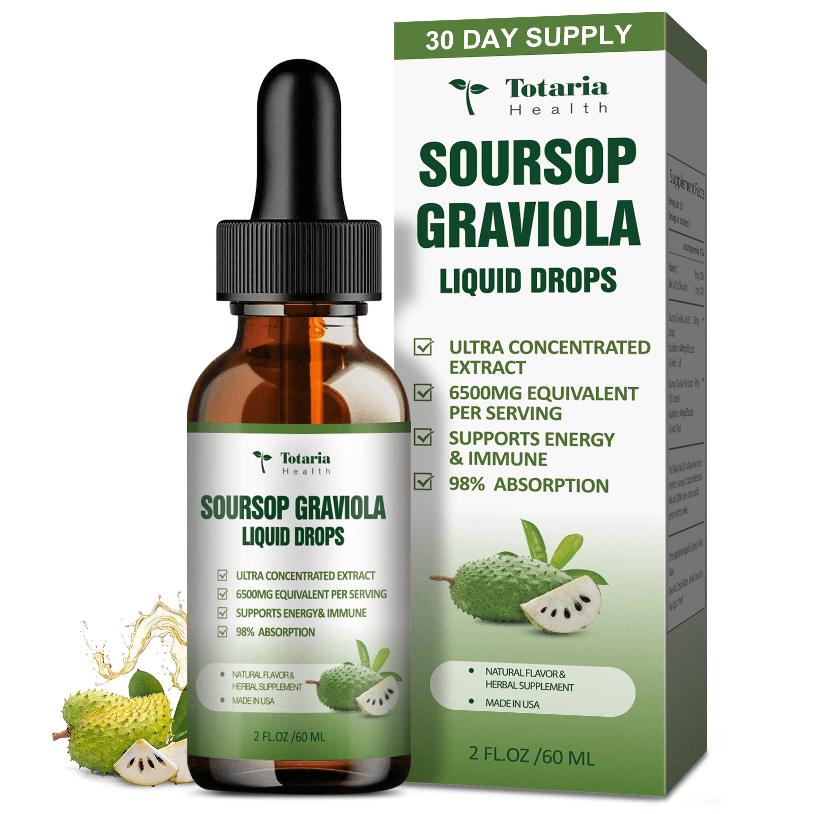 Totaria Pure Soursop Graviola Liquid Drops - Organic Guanabana Leaf ...