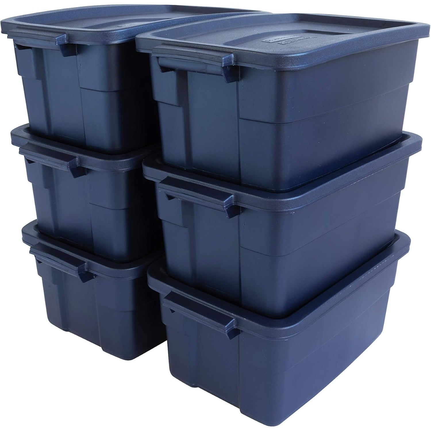 Tote 3 Gal, 6 Pack, Made in USA, Dark Indigo Metallic, Rugged Plastic ...