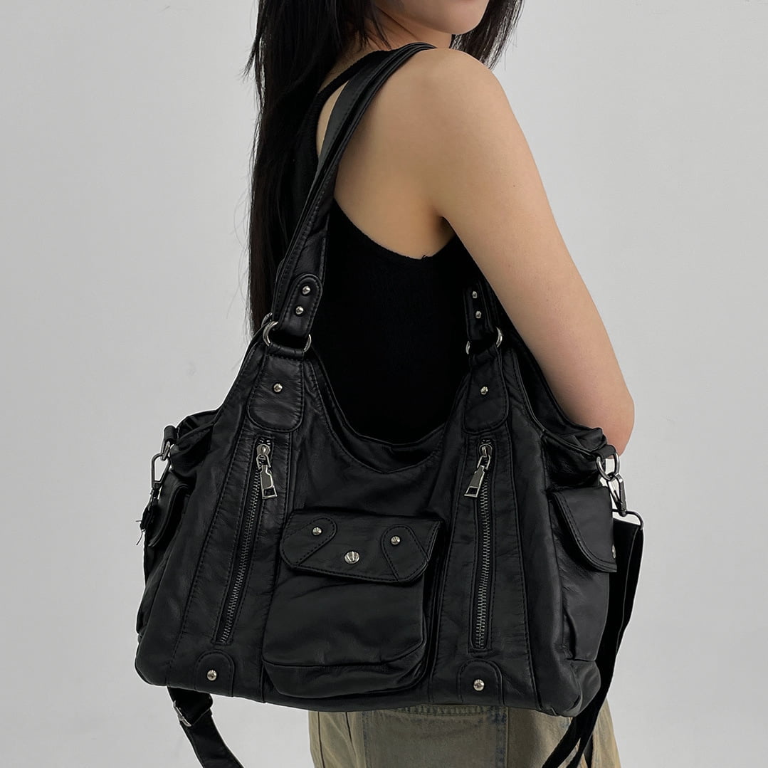 Tote Bag Double Handle Large Shoulder (Black) - Walmart.com