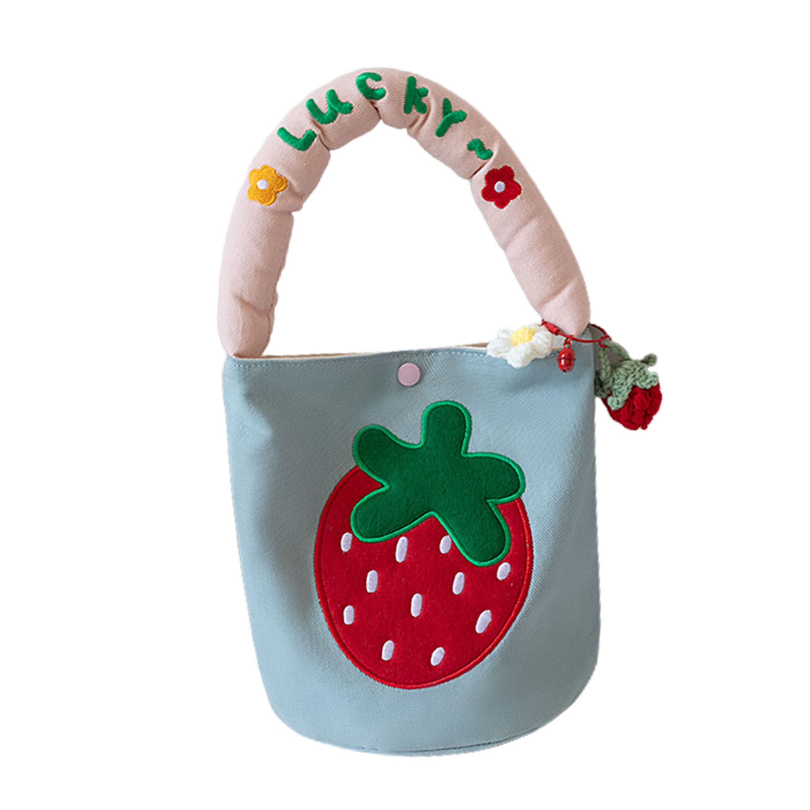 Tote Bag Exquisite Large Capacity Canvas Cute Embroidered Strawberry ...