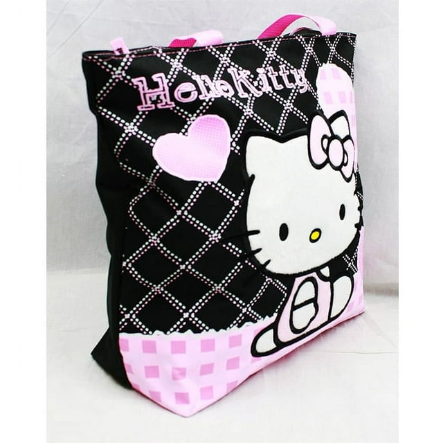 Tote Bag - Hello Kitty - Black Heart Checker New Gifts Girls Hand Purse ...