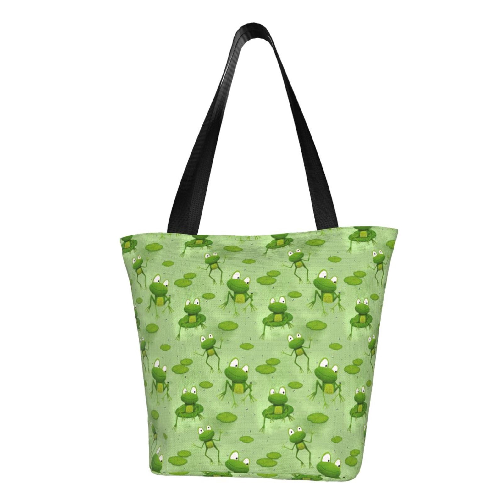 Tote Bag for Women, Cute cartoon frogs water lily Large Capacity ...