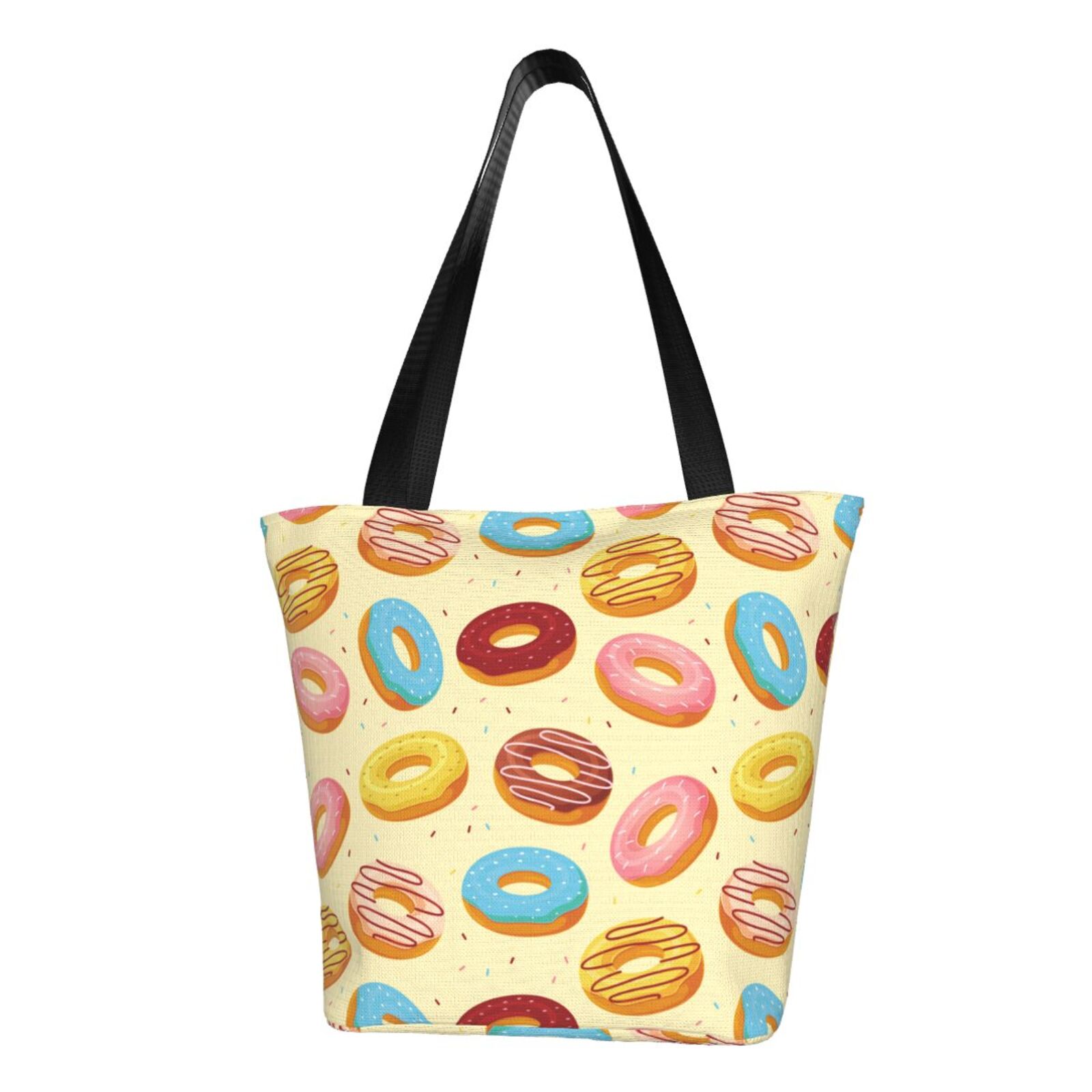 Tote Bag for Women, Donut Print Light Yellow Large Capacity Handbags ...