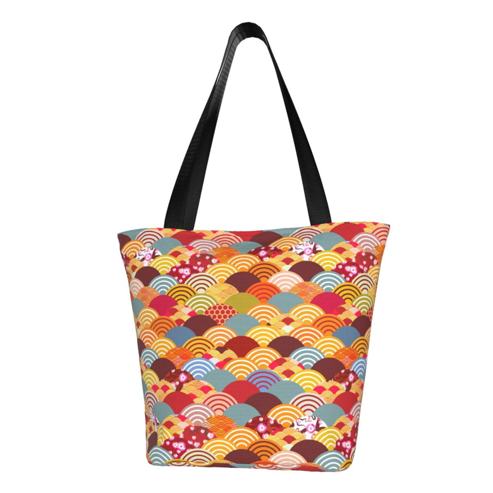 Tote Bag for Women, Japanese Style Fish Scales Large Capacity Handbags ...