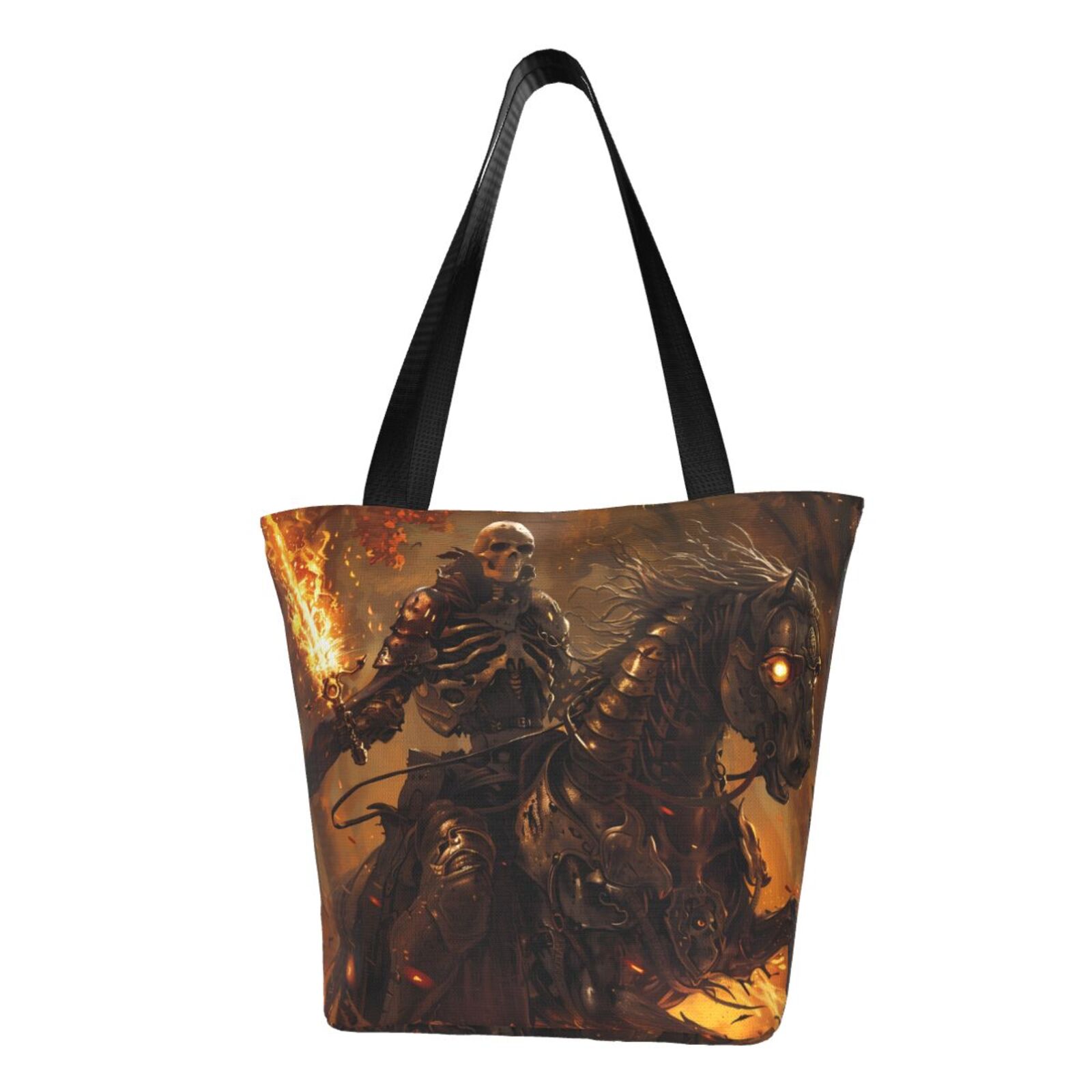 Tote Bag for Women Men - Halloween Cool Skeleton Knight Reusable ...