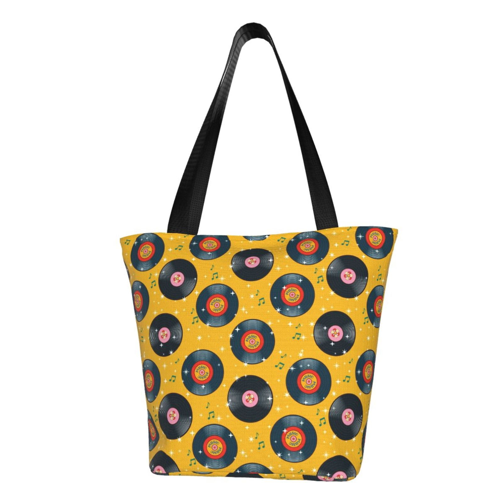 Tote Bag for Women Men - Retro Vinyl Records Reusable Grocery Bags ...