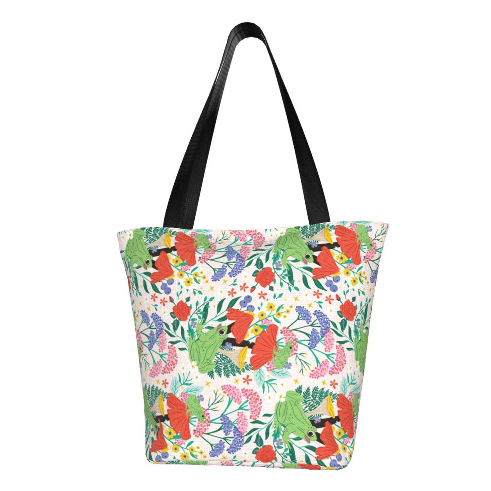 Tote Bag for Women, Mushroom and Frogs Large Capacity Handbags Womens ...
