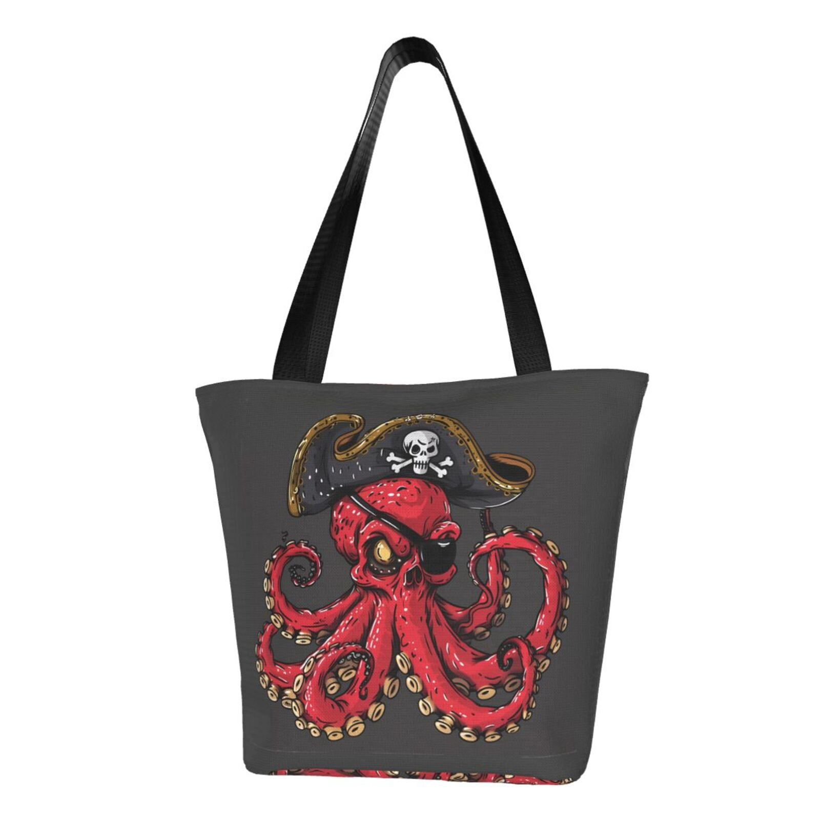 Tote Bag for Women, Octopus Pirate Illustration Large Capacity Handbags ...
