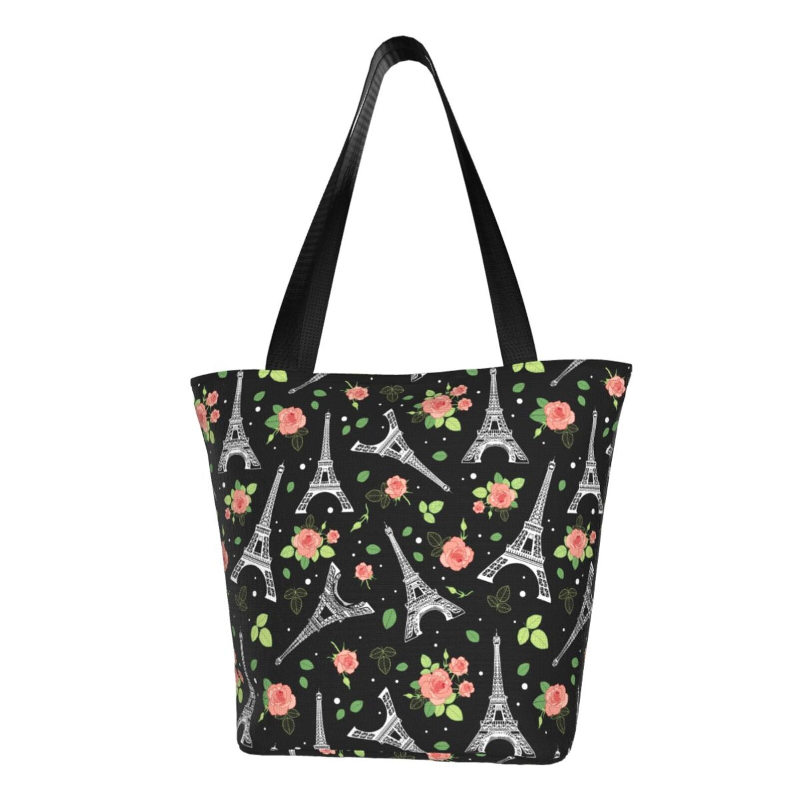 Tote Bag for Women, rose Eiffel Tower Large Capacity Handbags Womens ...