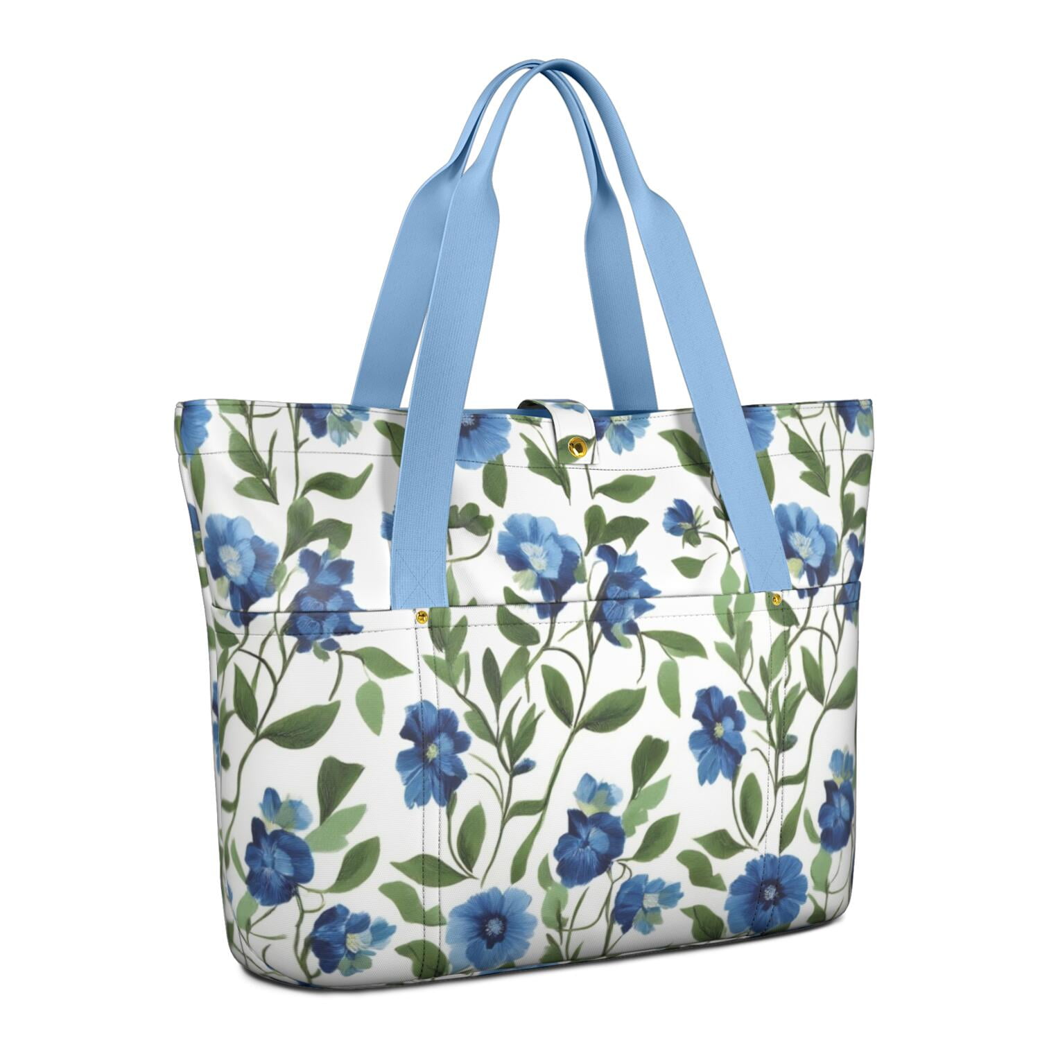 Tote Bag for Women - Blue Pioneer Flower Shoulder Bag - Large Utility ...