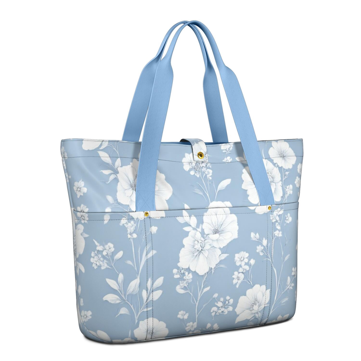 Tote Bag for Women - Blue Pioneer Flower Shoulder Bag - Large Utility ...