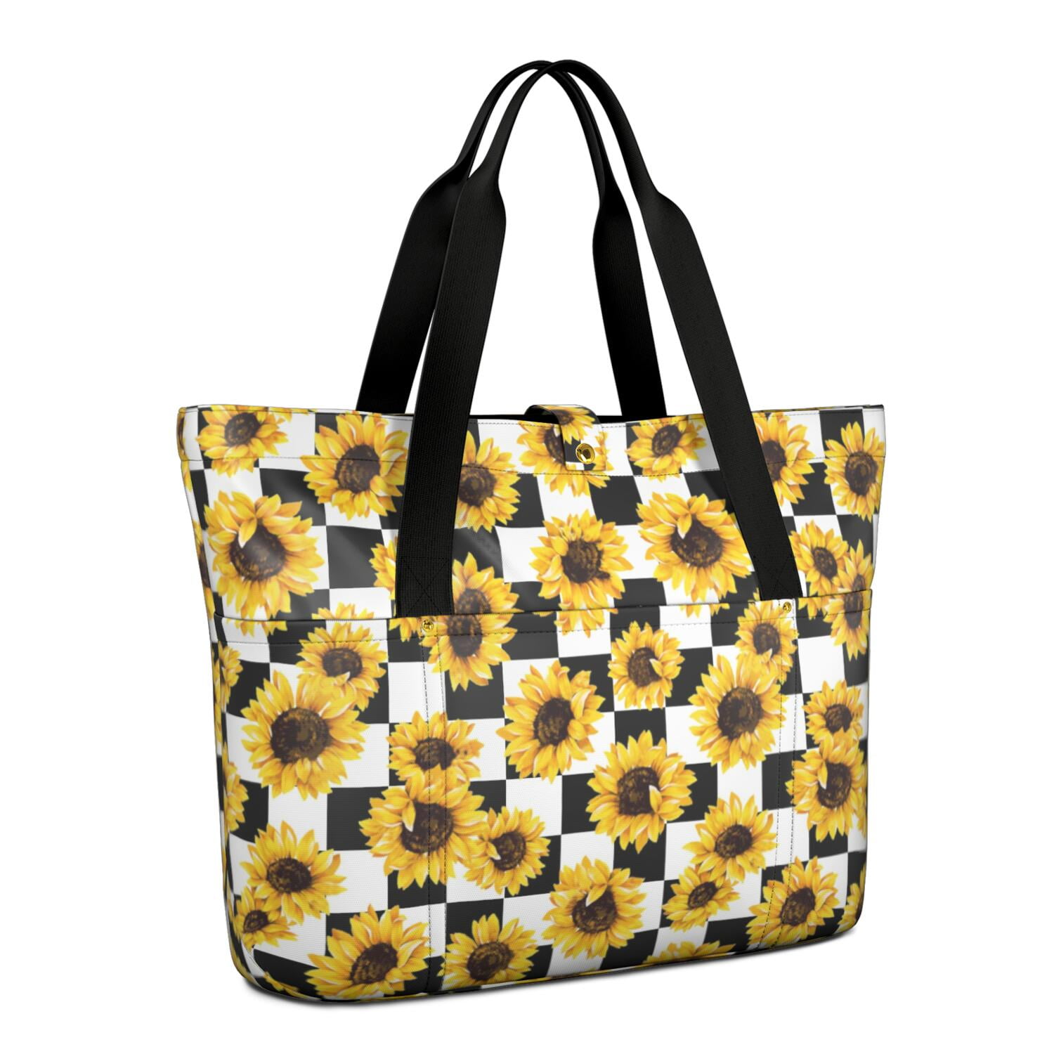 Tote Bag for Women - Checke Sunflower Shoulder Bag - Large Utility Work ...