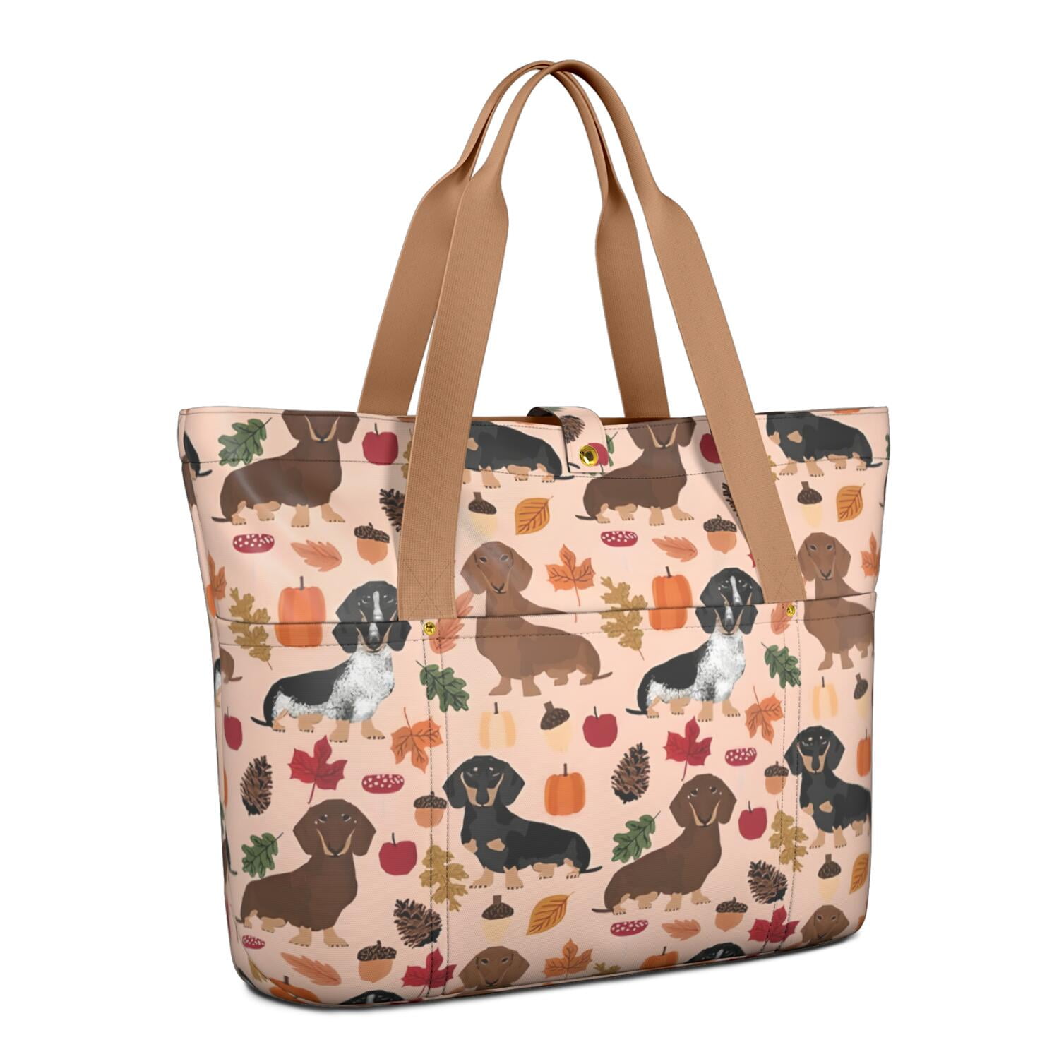 Tote Bag for Women - Fall Dachshund and Pumpkin Shoulder Bag - Large ...