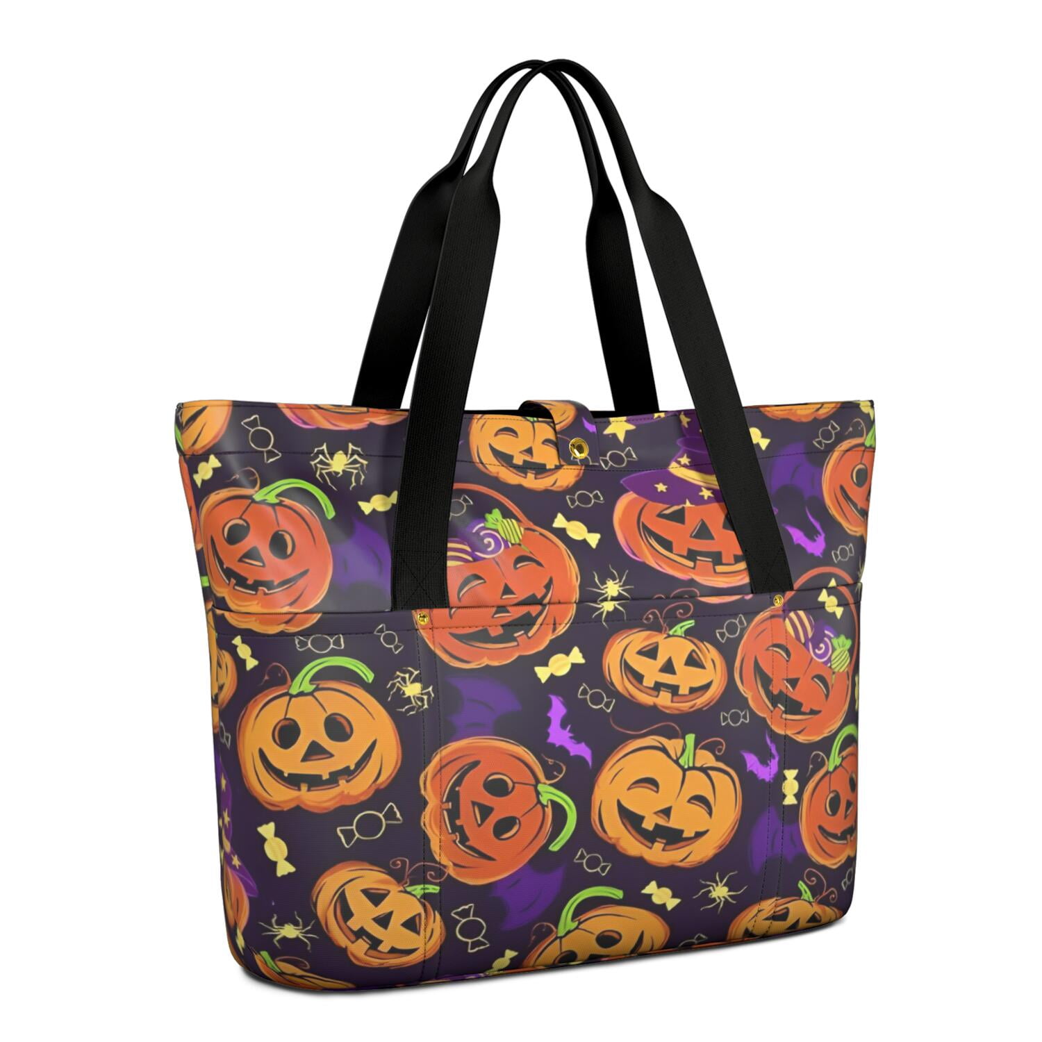Tote Bag for Women - Halloween Jack O Lanterns with Candy Shoulder Bag ...