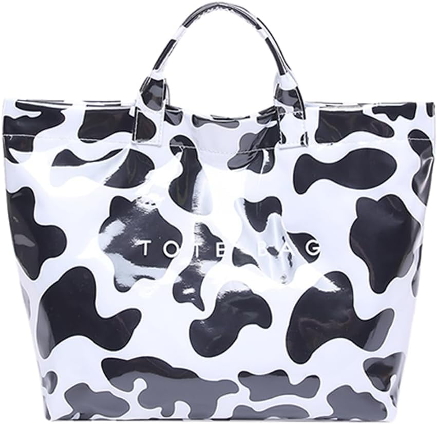 Tote Bag for Women Large PVC Tote Bag Letters Print Handbag Kraft Paper ...