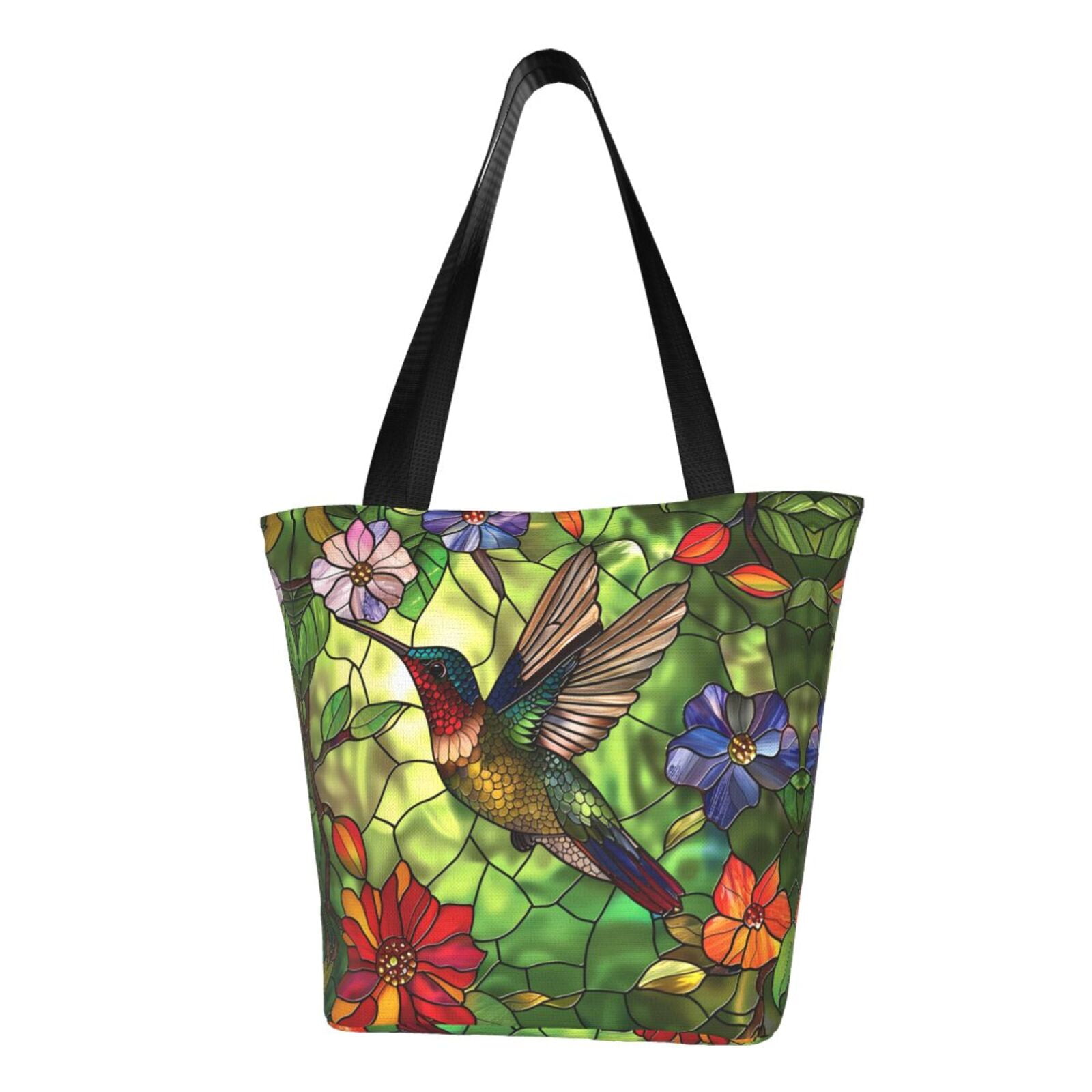 Tote Bag for Women/Men - Stained Glass Hummingbird Art Handbags ...