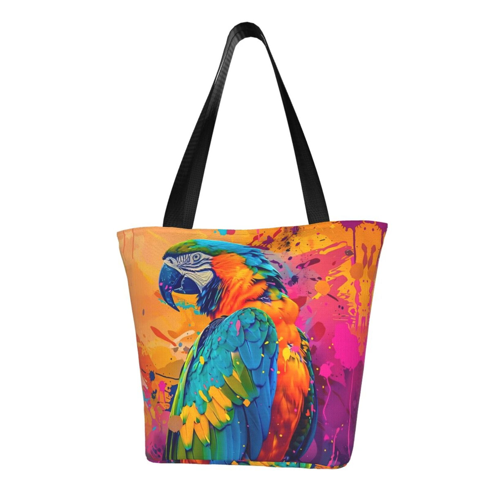 Tote Bag for Women/Men - Vibrant Parrot Splash Art Handbags Shoulder ...