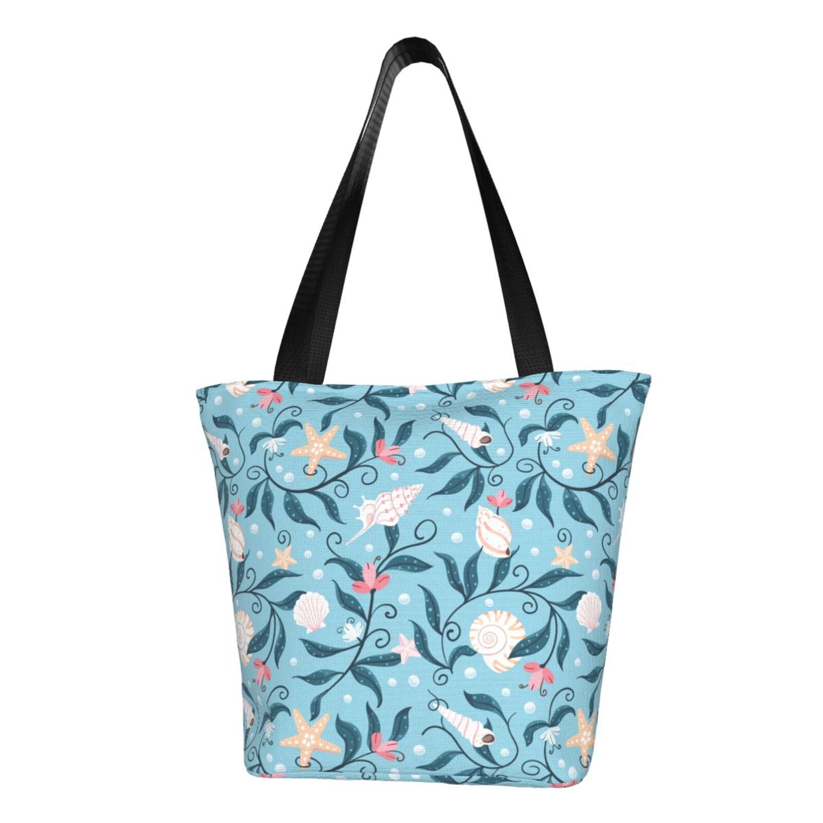 Tote Bag for Women/Men - starfish seashells sea weed Handbags Shoulder ...