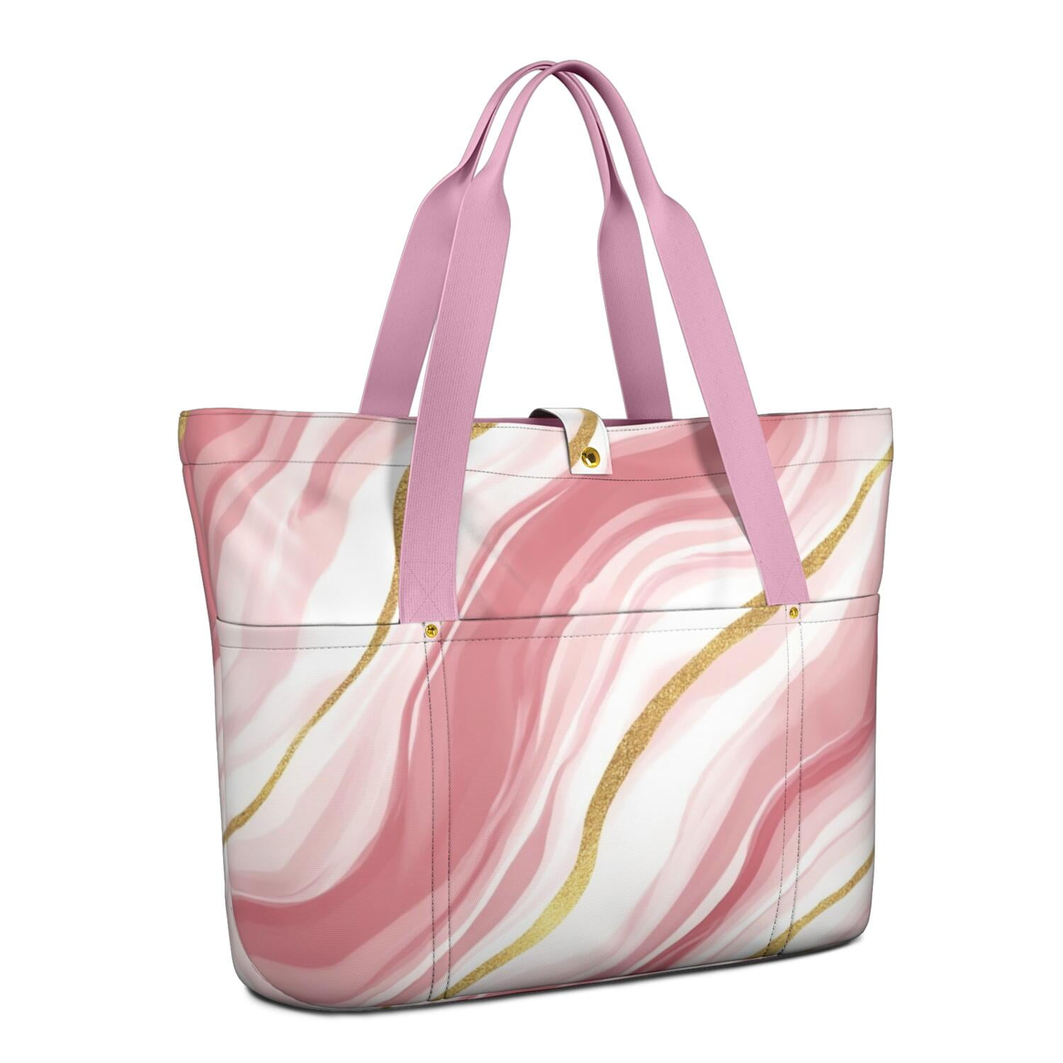 Tote Bag for Women - Pink and Gold Marble Texture Shoulder Bag - Large ...