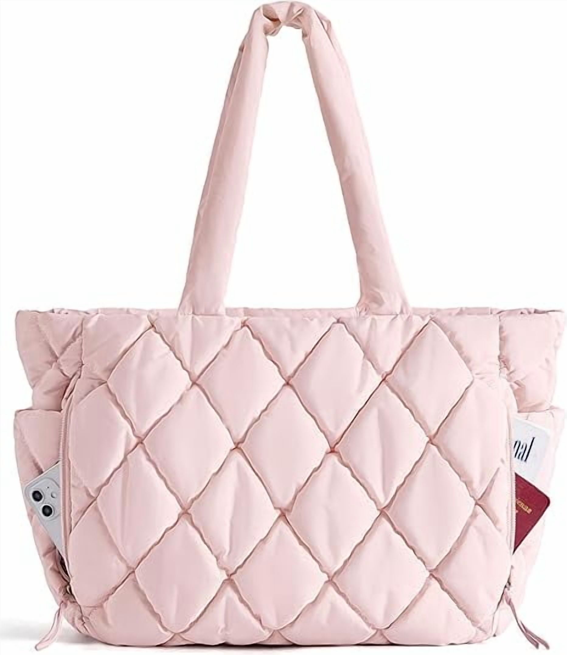 Tote Bag for Women, Quilted Puffer Tote Bag with Compartments, Shoulder ...