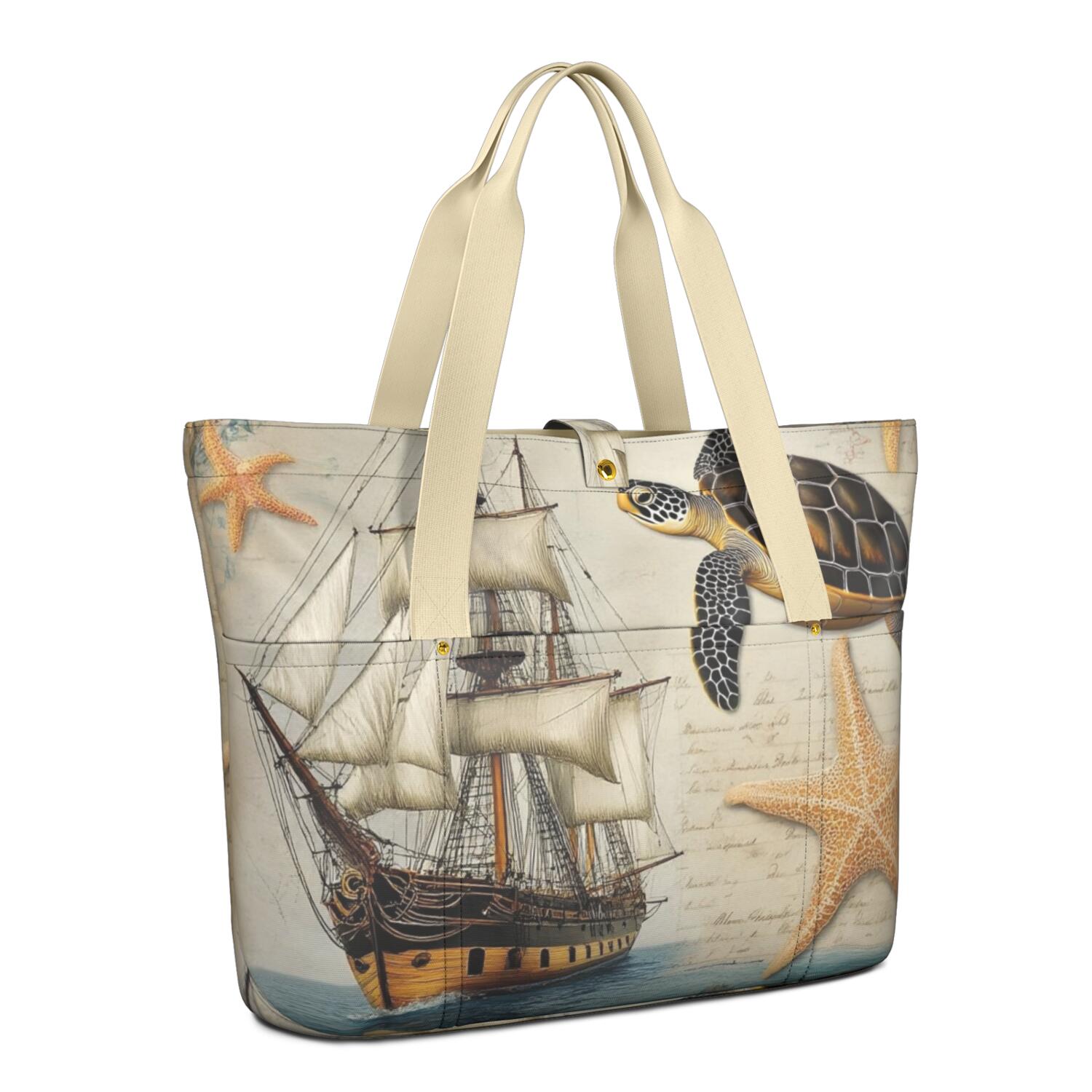 Tote Bag for Women - Sea Turtle Starfish Shoulder Bag - Large Utility ...