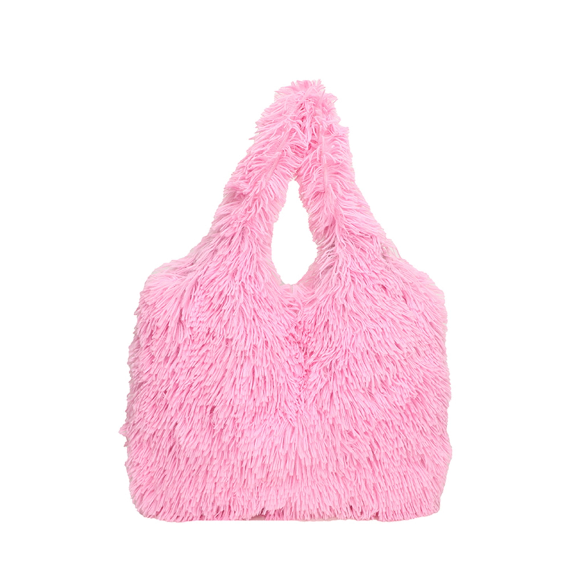 Tote Bags for Women Fluffy Top-Handle Crossbody Handbag Trendy Long ...