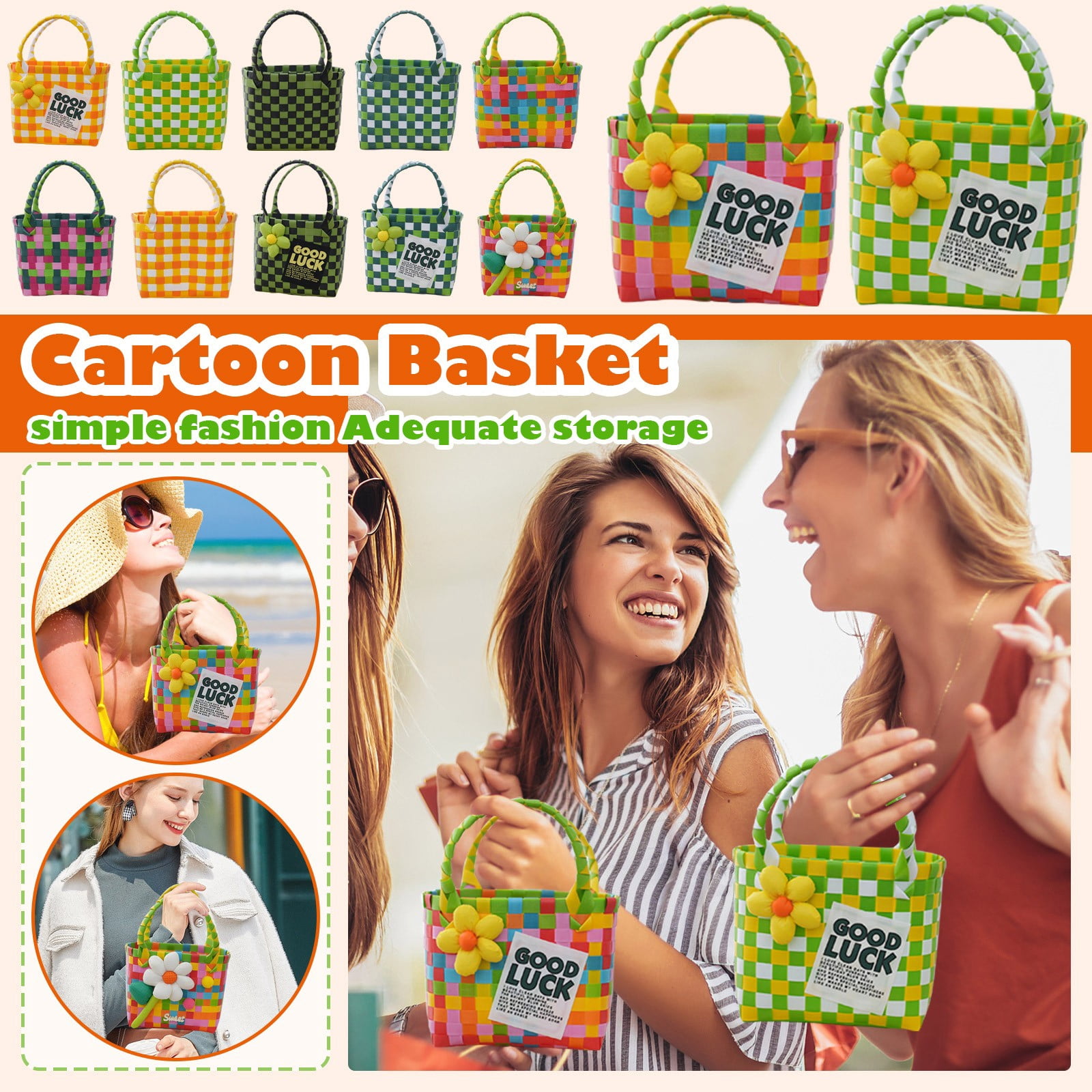 Tote and Beach Handle Basket Outdoor Colored Picnic Capacity Toy ...