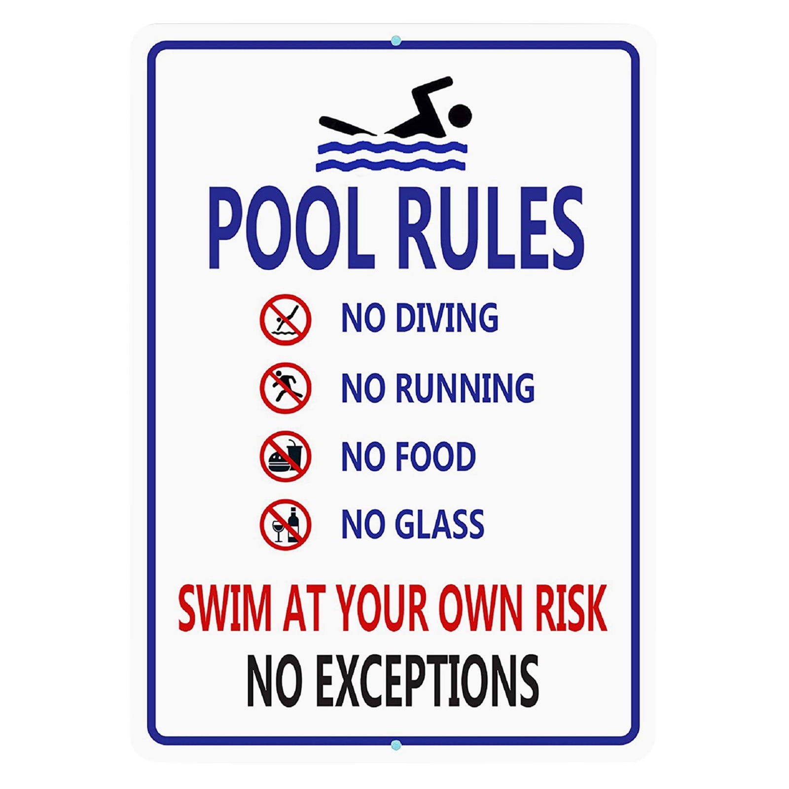 Toteaglile Decorative Swimming Pool Rules Signs Indoor/Outdoor Aluminum ...