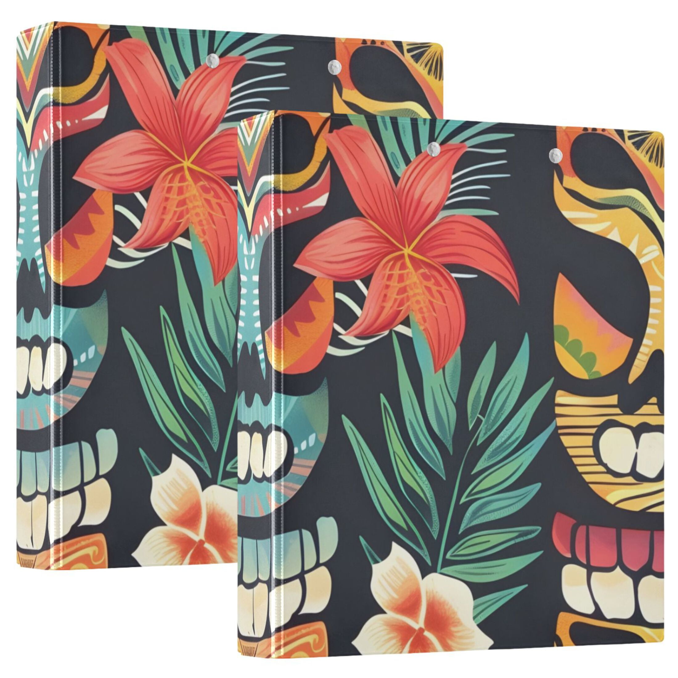 Totem Masks Leaves 3 Ring Binders 1.5 inch Hardcover File Folders with ...