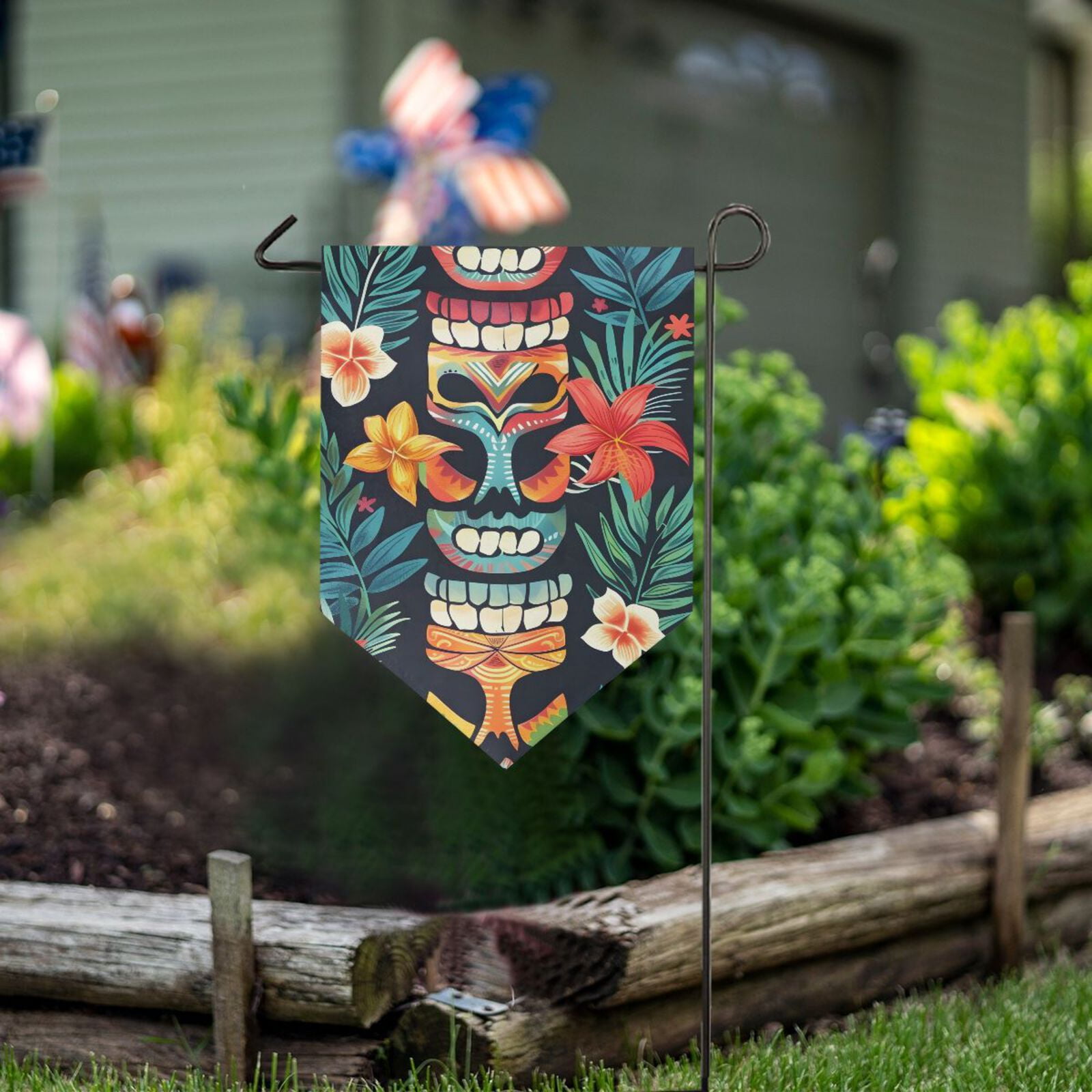 Totem Masks Leaves Garden Flag 18" x 12.5" Double Sided Yard Lawn ...