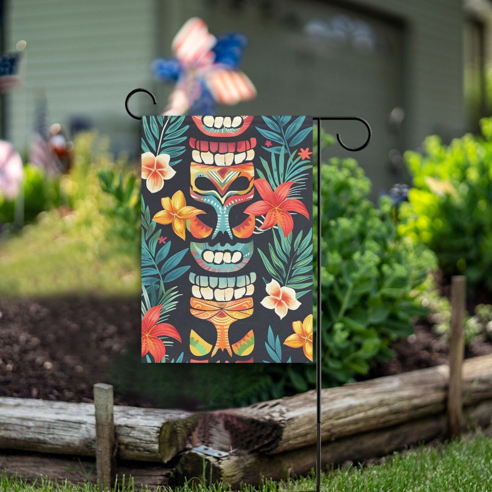 Totem Masks Leaves Garden Flag Double Sided Outdoor Banners for ...