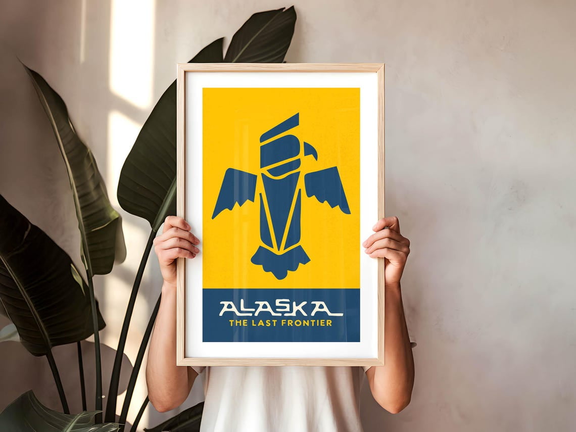 Totem Print Retro Alaska Art Poster Alaska Wall Decor Retro United ...
