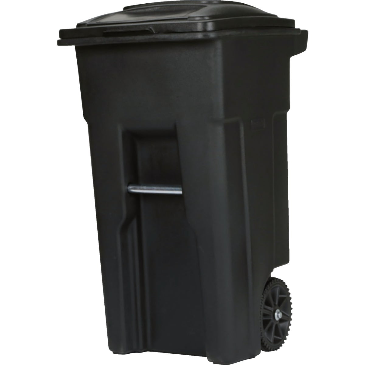 Toter 32 gal Heavy Duty Plastic Bin, Black Polyethylene Wheeled Garbage ...