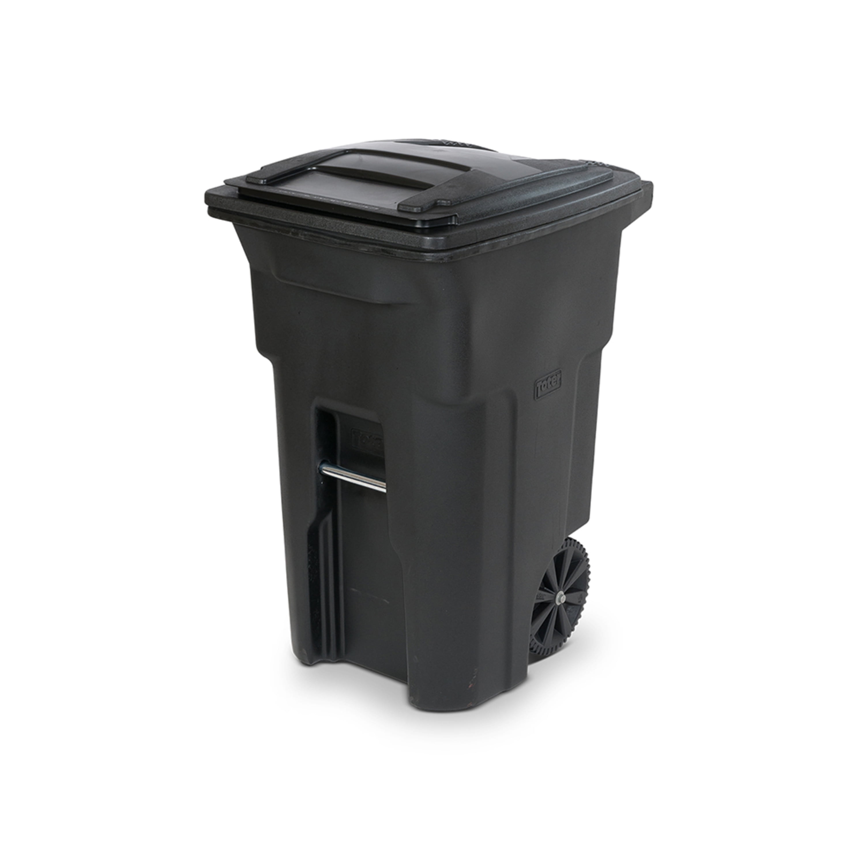 Toter 64 Gallon Outdoor Trash Can with Attached Lid, Rugged Wheels, and ...